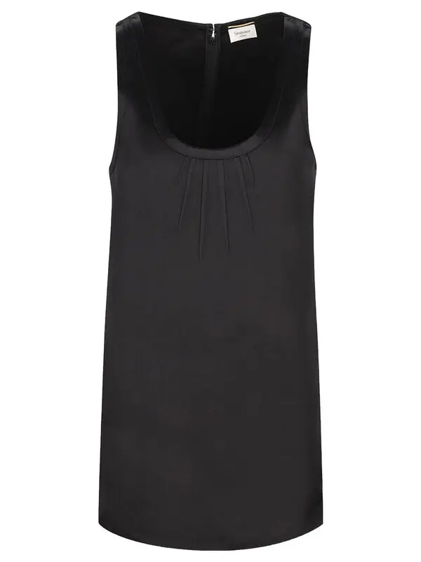 Saint Laurent Cassandre Shift Dress In Satin - Black