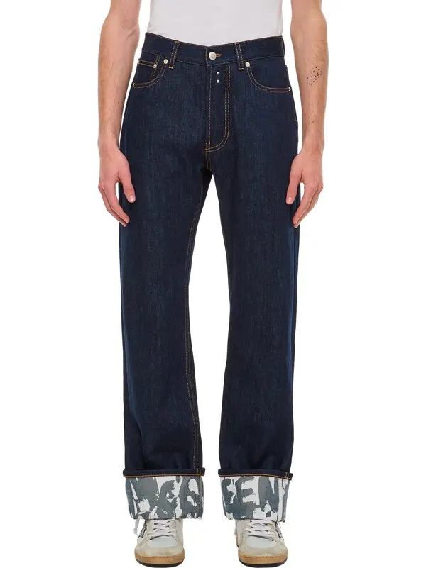 Alexander McQueen Five Pocket Denim With Turn-up Hems - Multicolor