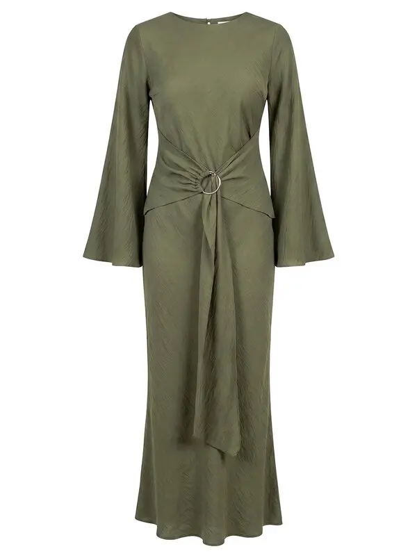 TANTRA SPAIN SL Long Sleeve Dress With Metallic Hoop Waistband - Green