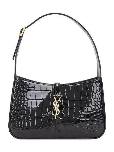 Saint Laurent Le 5 A 7 Crocodile-embossed Patent Leather Shoulder Bag - Nero