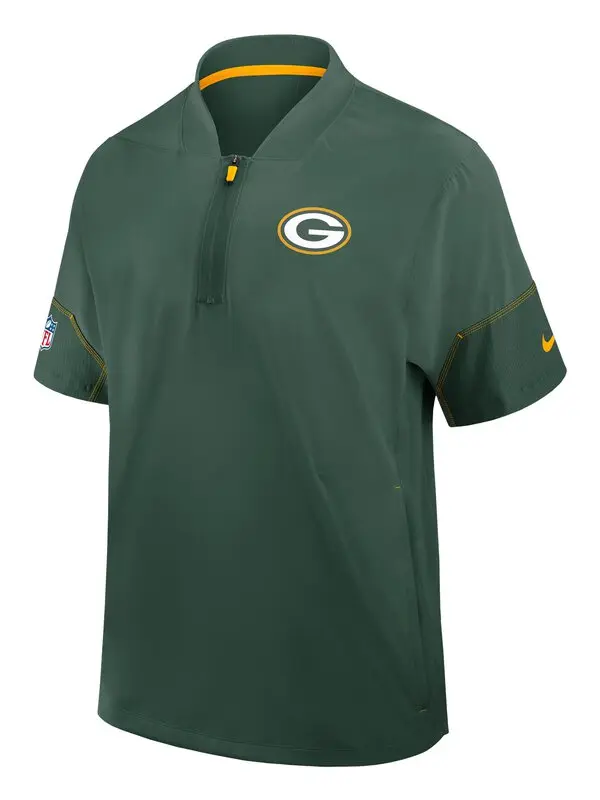 Nike Bay Packers Sideline Coach 1/2-zip Short-sleeve Hooded Jacket - Green
