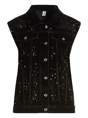 Liu Jo Velvet Vest With Stud Embellishments - Black