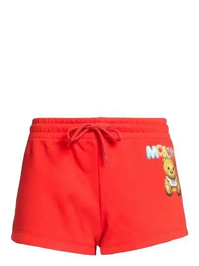 Moschino Organic Cotton Teddy Bear Print French Terry Shorts - Red