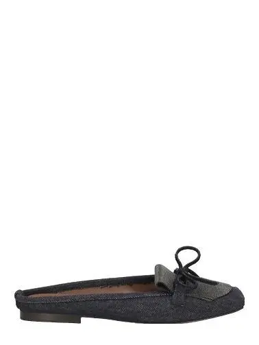 Brunello Cucinelli Textile Fibers Mules & Clogs With Metal Embellishments - Blue