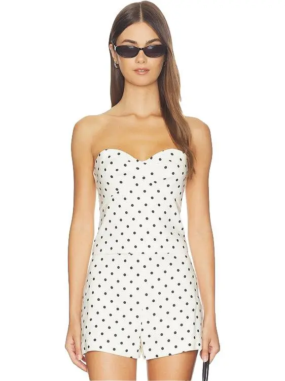 Majorelle Tori Linen Top - Cream & Black Polka Dot