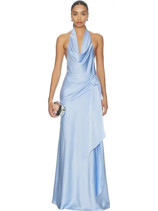 SONYA MODA Halterneck Maxi Dress - Sky Blue