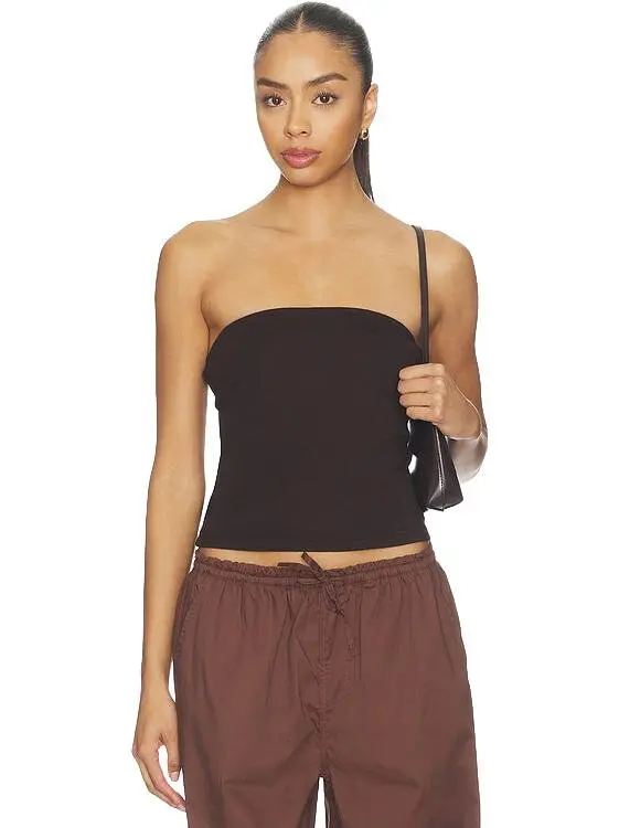Donni. Ribbed Strapless Tube Top - Espresso