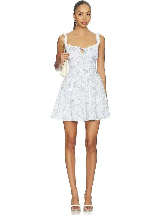 Astr The Label Charlotte Lace Eyelet Mini Dress - Lilac White Floral