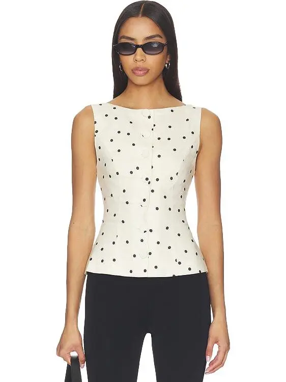 Tularosa Adalyn Vest Top - Ivory & Black Polka Dot