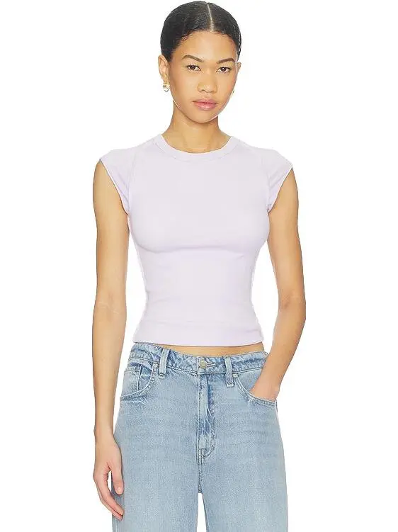 Free People X We The Free Ribbed Cap Sleeve T-shirt - Orchid