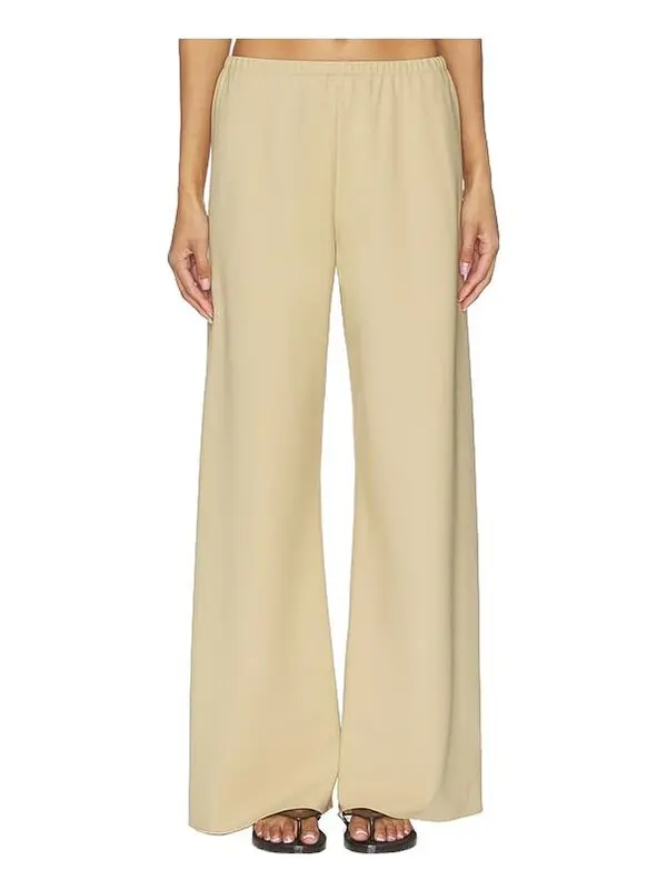LA LIGNE Crepe Colby Wide Leg Pants - Beige