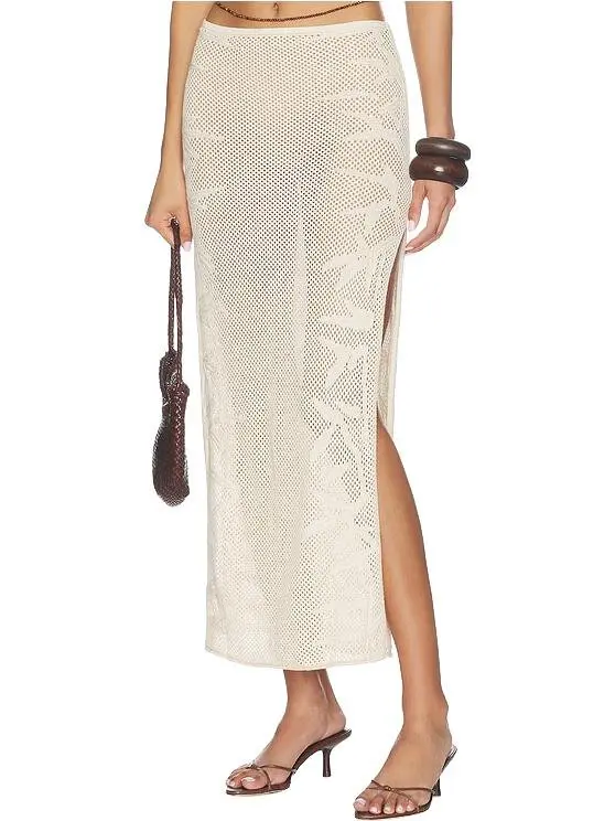 FLOOK THE LABEL Crochet Maxi Skirt With Slit - Shell