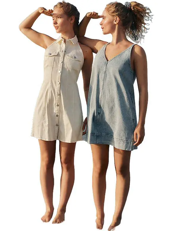 PISTOLA Tavi Cotton Denim Shift Dress - Waves