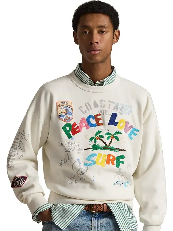 Ralph Lauren Peace Love Surf" Graphic Fleece Sweatshirt - Nevis
