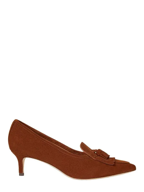 Ralph Lauren Adrienne Suede Kiltie Pumps - Lauren Tan
