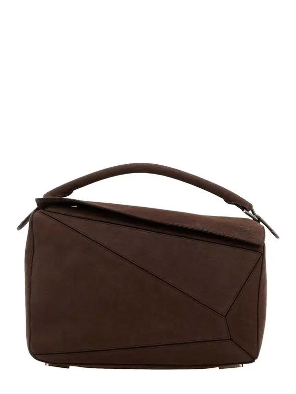 Loewe Calf Suede Briefcase - Brown