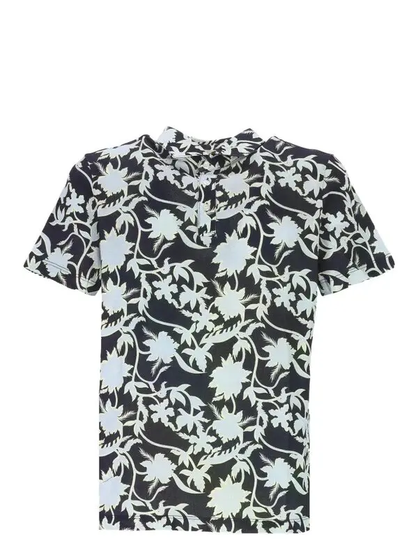 Altea Floral-print Cotton Polo Shirt - Blue