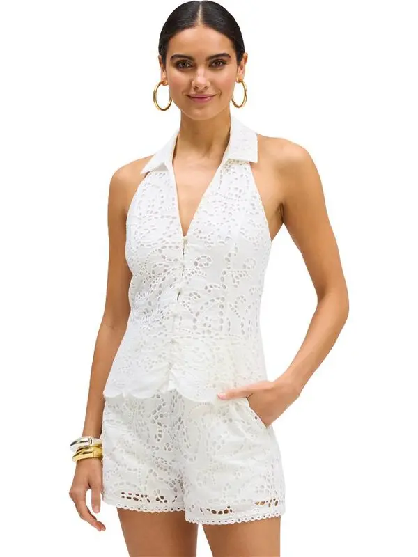 ALLISON NEW YORK Bali Halter Tank - White