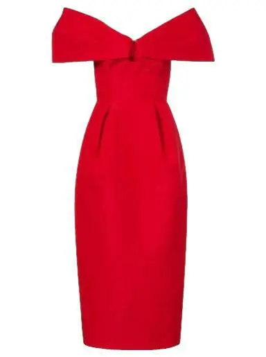 Carolina Herrera Off-shoulder Silk Maxi Dress With Peplum Detail - Red