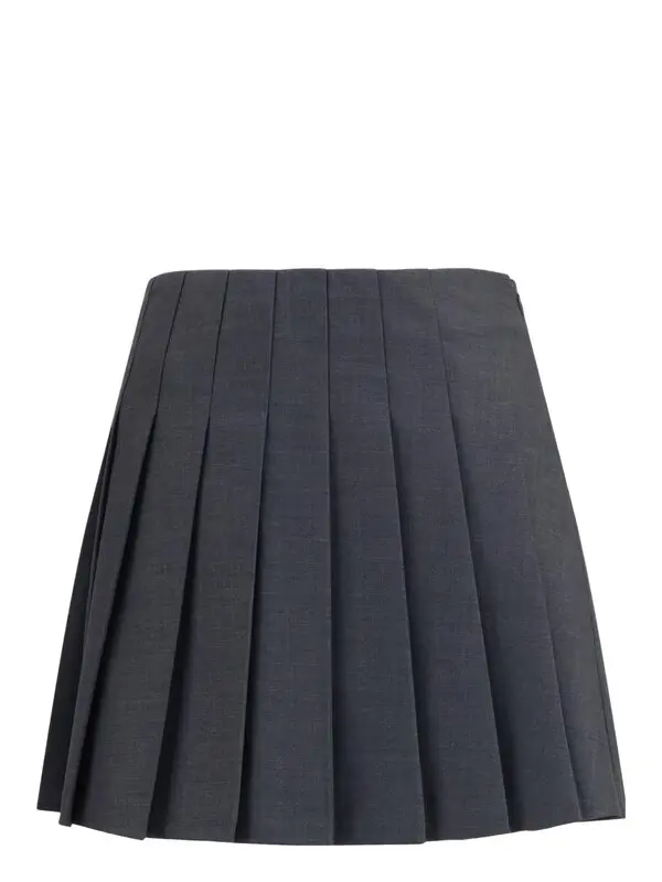 SELF-PORTRAIT Pleated Lace-trim Skirt - Grey