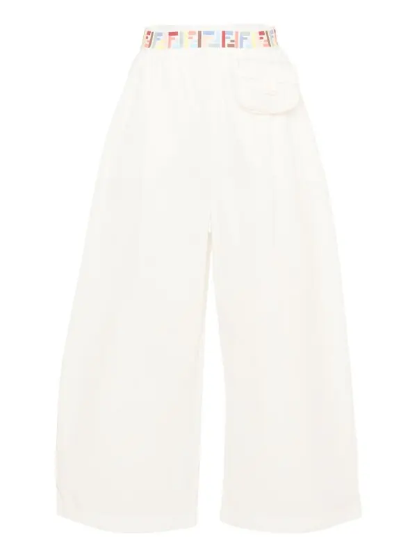 Fendi Elastic Waist Casual Wide Leg Pants - White