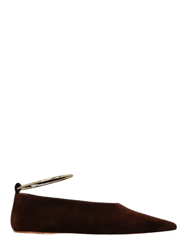 JIL SANDER Pointed Ankle-ring Ballet Flats - Brown