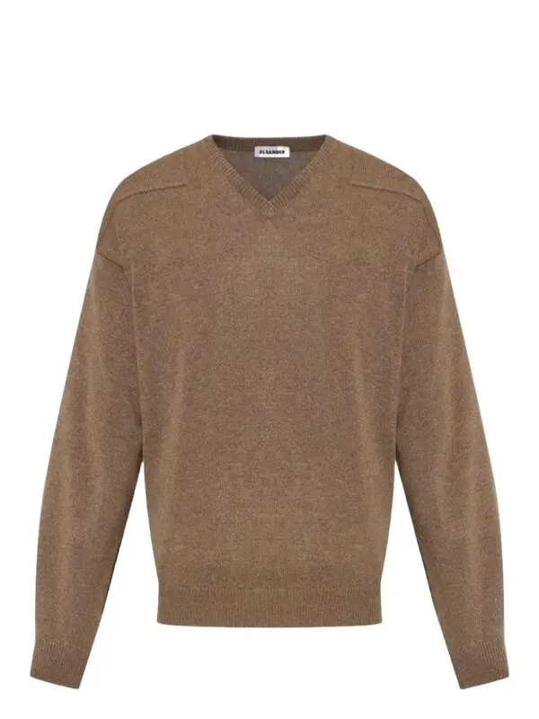 JIL SANDER V-neck Knitted Sweater - Brown