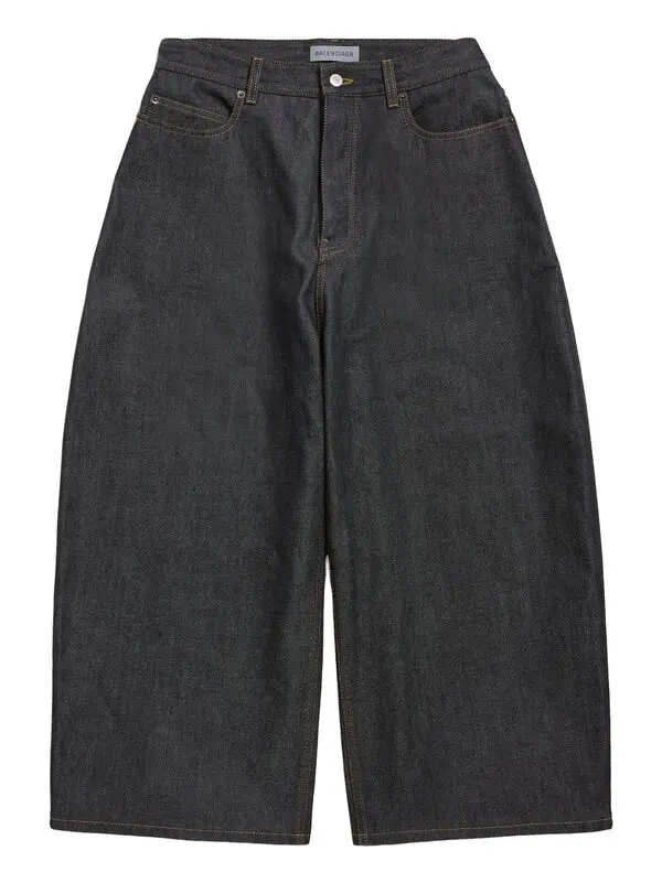 Balenciaga Curved Jeans In Raw Indigo Denim - Blue