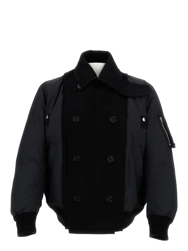 Sacai Double-breasted Wool Puffer Jacket - Multicolor