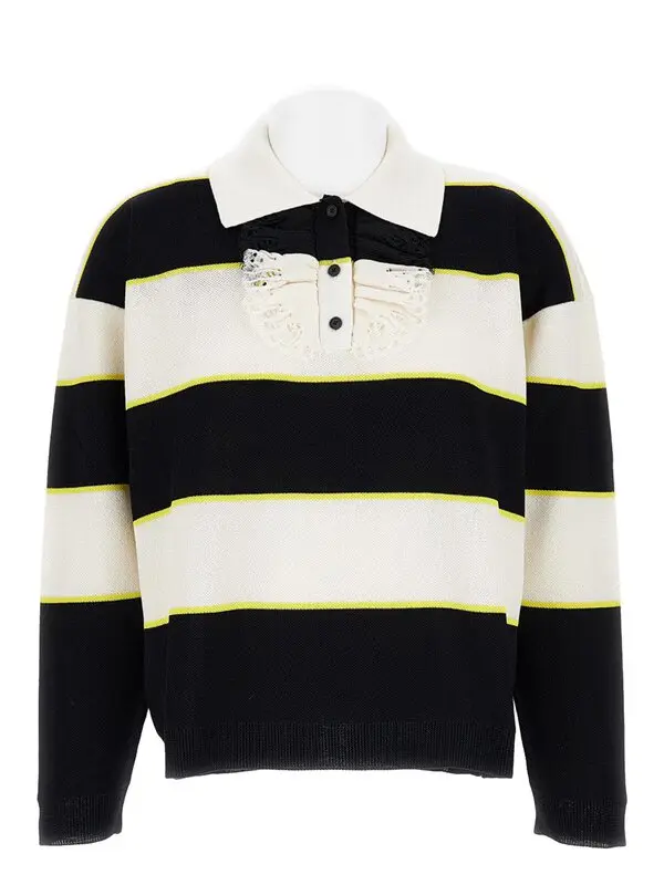 Alexander McQueen Striped Polo With Ruffle Detail - Multicolor