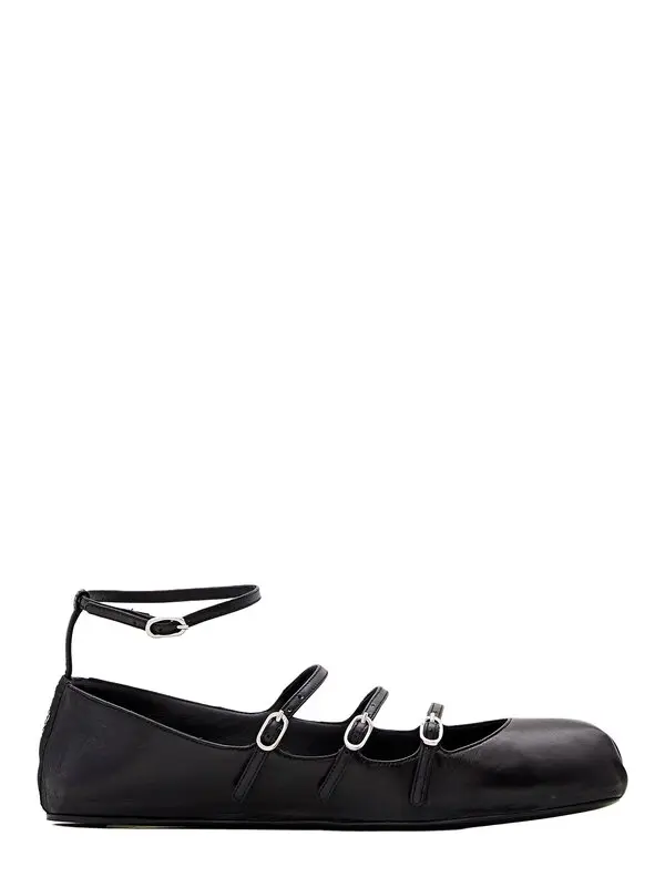 Alexander McQueen Leather Ballerina Flat With Adjustable Ankle Strap - Multicolor