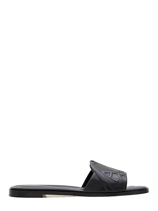 Alexander McQueen Flat Leather Slide Sandals - Multicolor