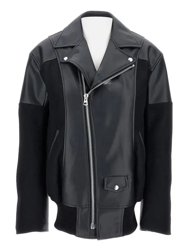 Junya Watanabe Faux Leather Jacket With Contrasting Fabric Panels - Multicolor