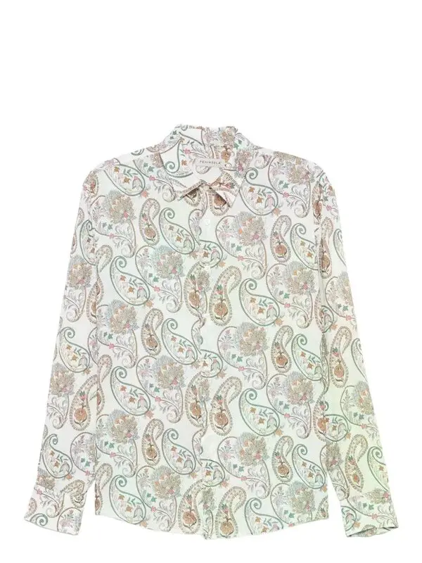 PENINSULA SWIMWEAR Paisley-print Long-sleeve Shirt - Neutrals