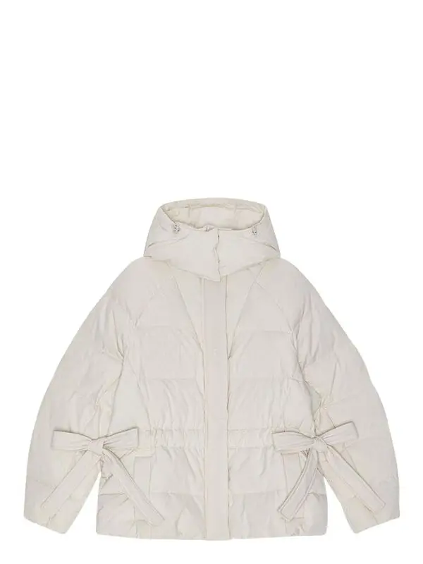 GANNI Quilted Jacket With Logo And Drawstring Waist - Tofu