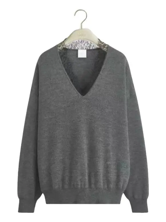 Dior V-neck Knit Sweater - Gray