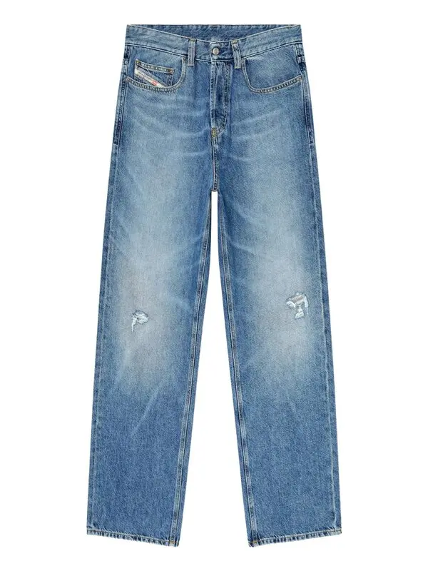 DIESEL® 2001 D-macro Relaxed-fit Distressed Denim Jeans - Medium Blue