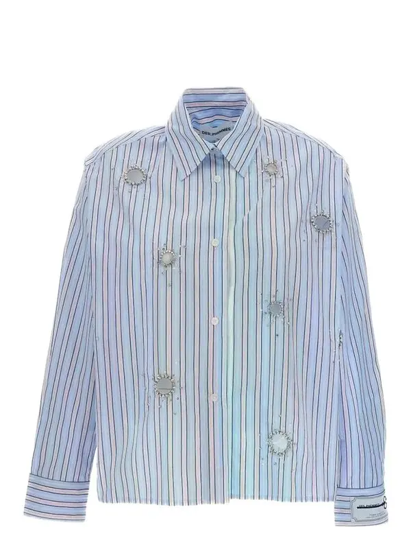 DES_PHEMMES Crystal Embellished Striped Shirt - Blue