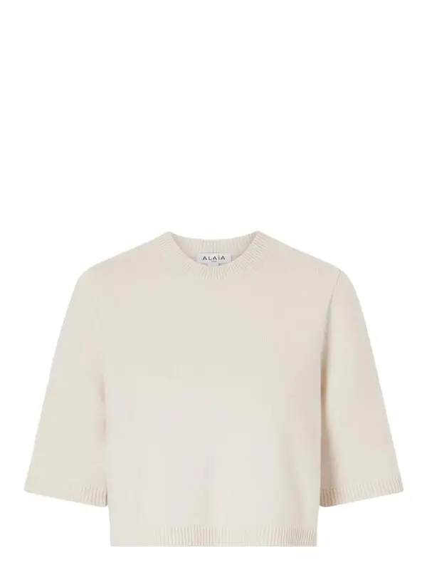 Alaïa Cropped Cashmere-blend Sweater - White