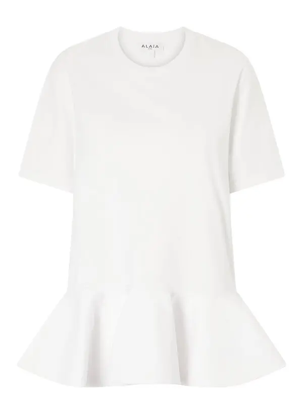 Alaïa Peplum Cotton-jersey T-shirt - White
