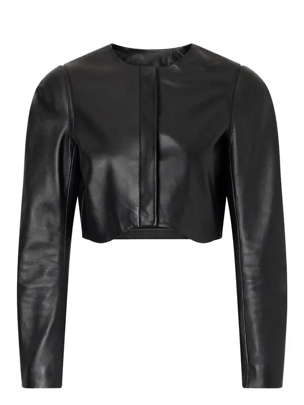 Alaïa Cropped Leather Biker Jacket - Black