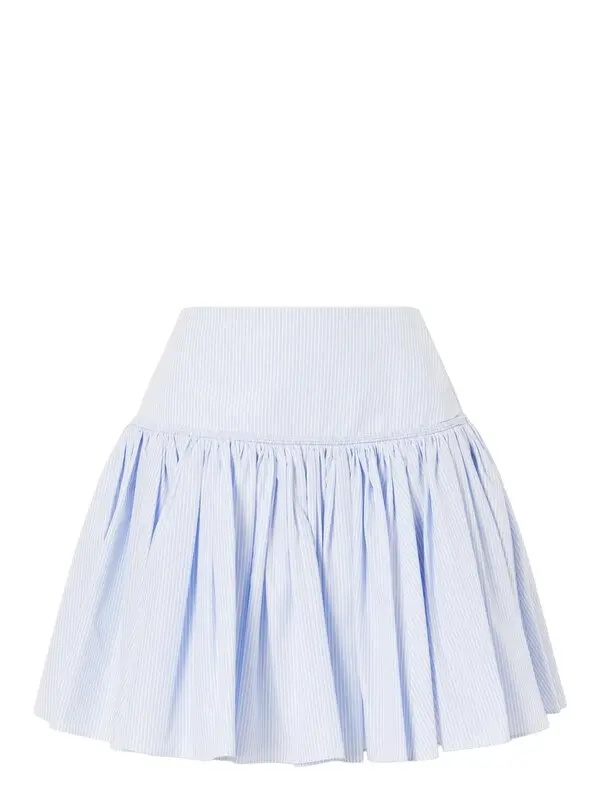 Alaïa Striped Ruffled Cotton-poplin Mini Skirt - Blue