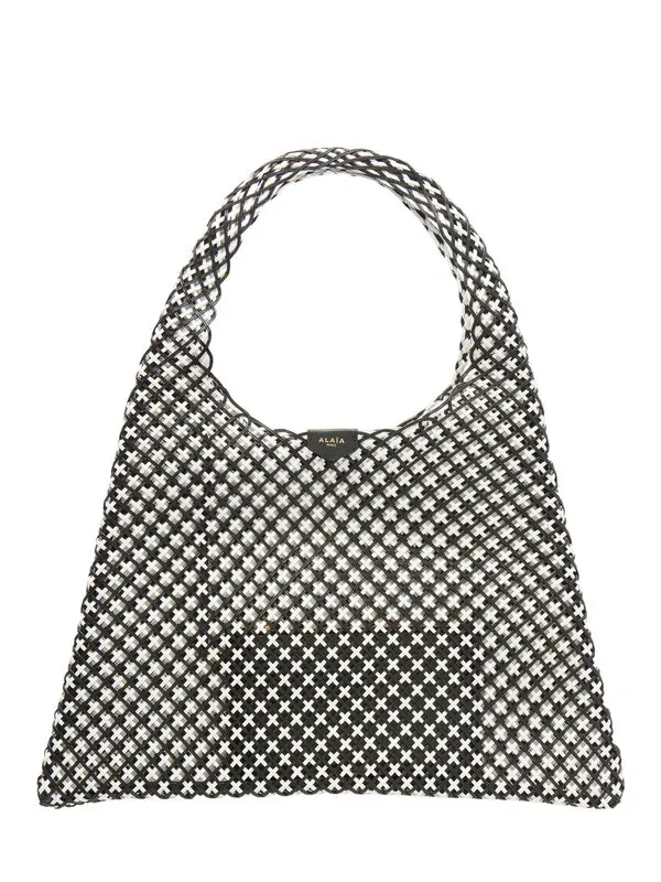 Alaïa Woven Leather Hobo Shoulder Bag - Black
