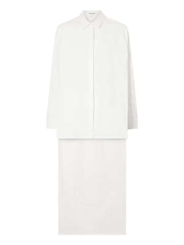 Alaïa Asymmetric Cotton Poplin Shirt - White