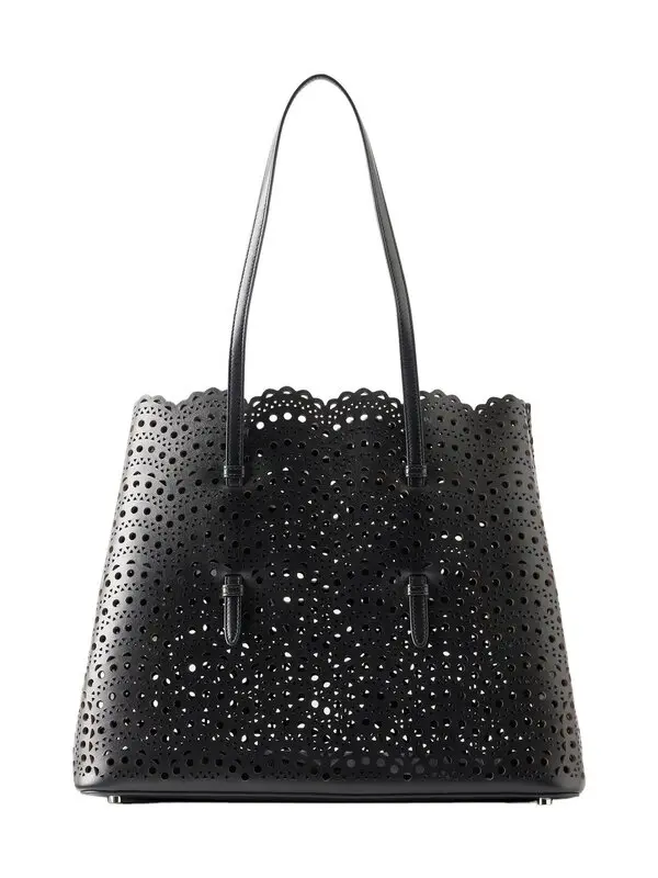 Alaïa Mina 37 Laser-cut Leather Tote - Black