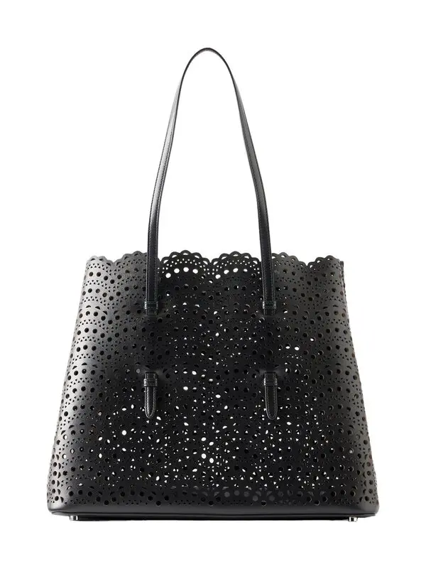 Alaïa Mina 37 Laser-cut Leather Tote - Black