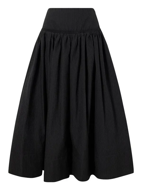 Alaïa Textured Cotton Midi Skirt - Black