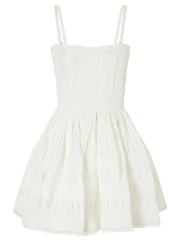 Alaïa Tiered Pointelle-knit Mini Dress - White