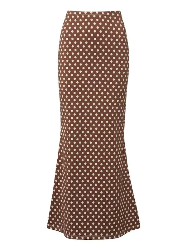 MONTCE Natalia Polka Dot Maxi Skirt - Brown