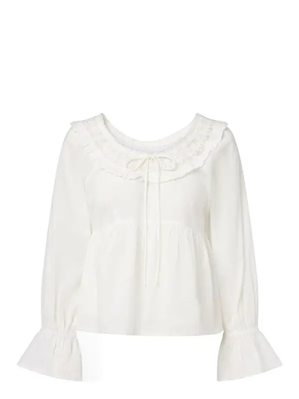 Posse Danielle Lace-trimmed Cotton Blouse - White